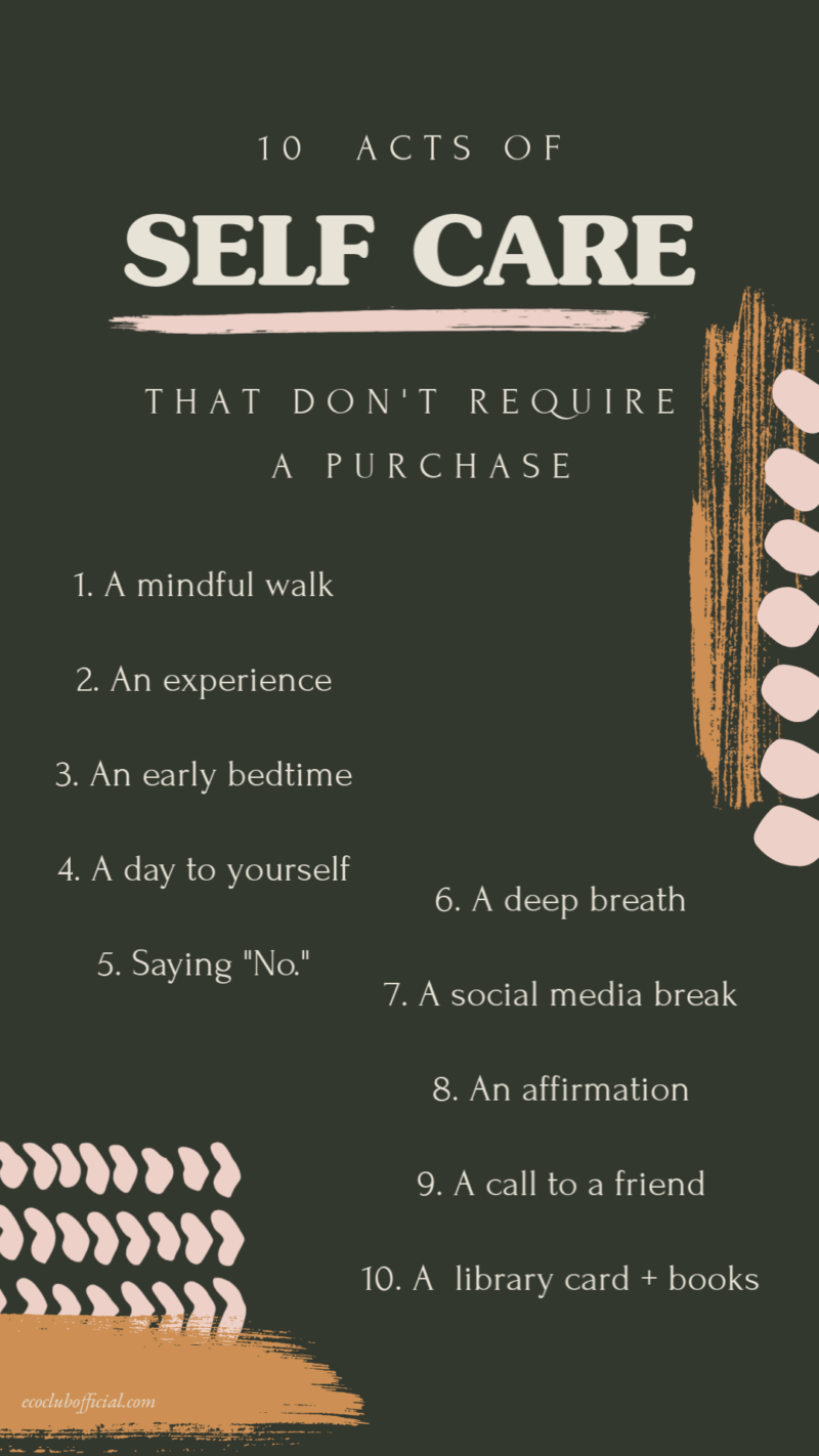 10 Acts of Self Care That Don't Require a Purchase - Eco Club